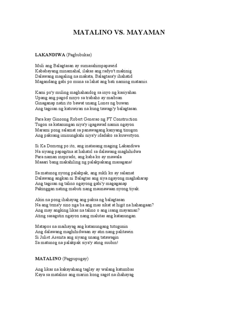 MATALINO VS Mayaman | PDF