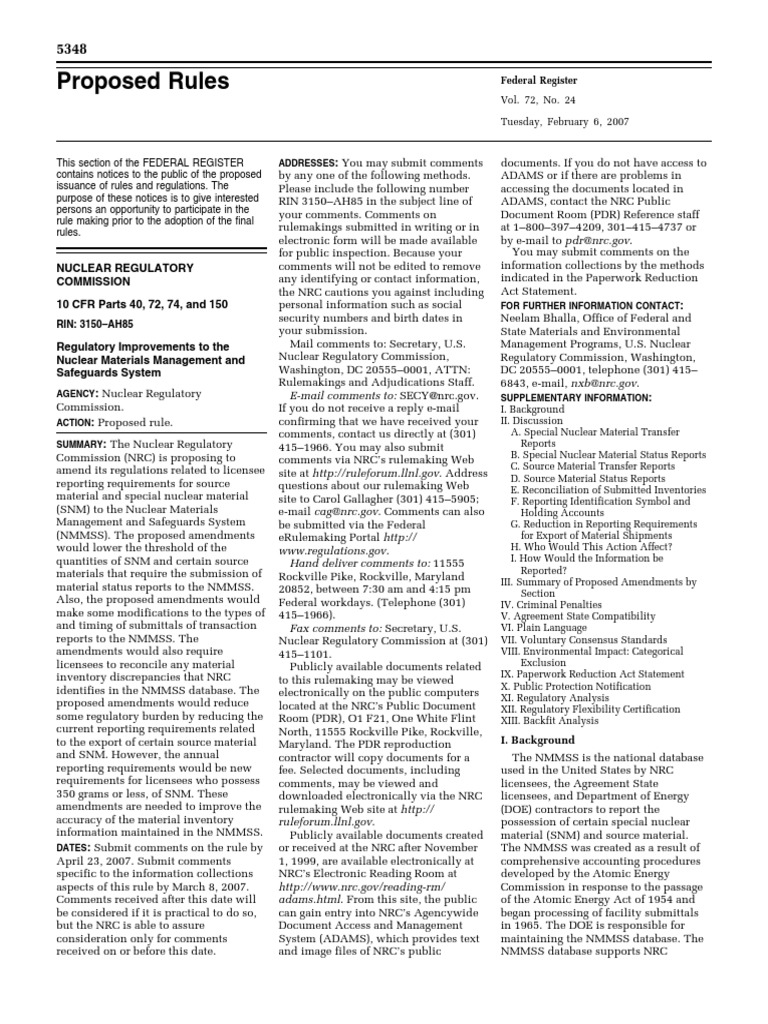 Proposed Rule: Nuclear Materials Management and Safeguards System ...
