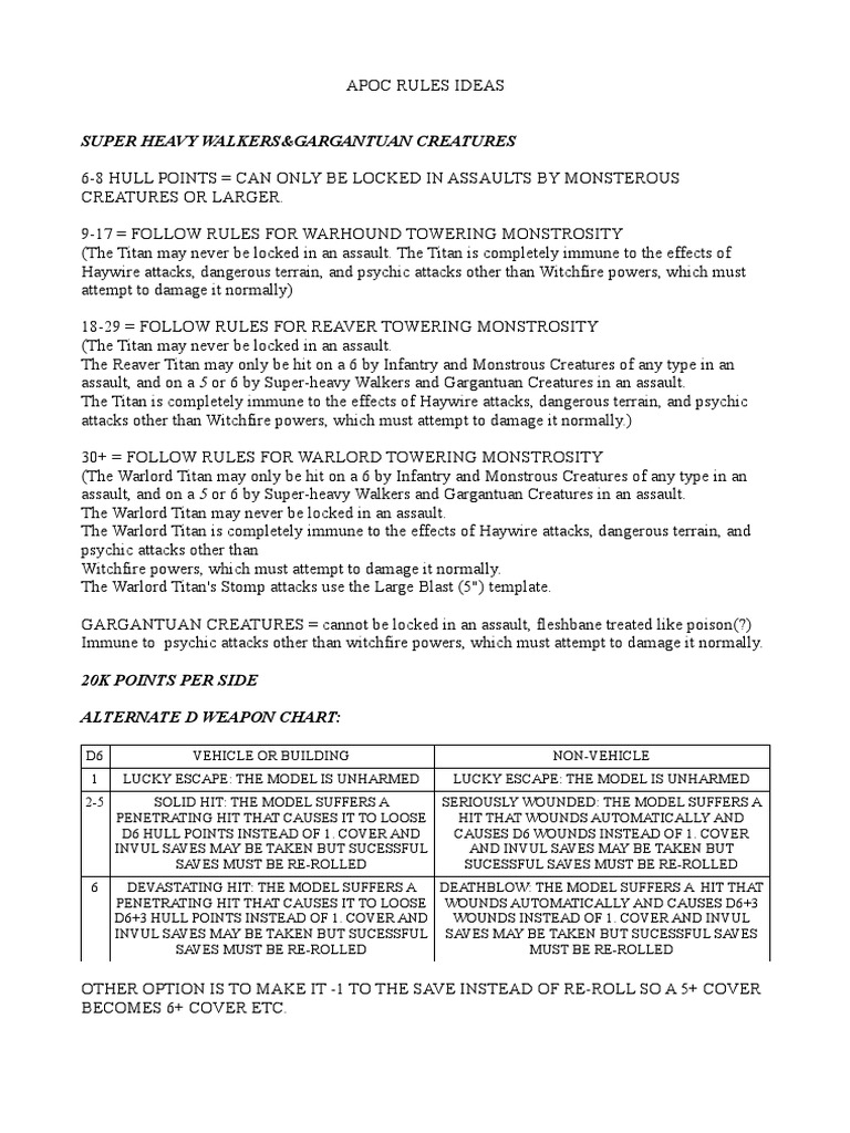 APOC Rules for Super-Heavy Walkers | PDF | Law
