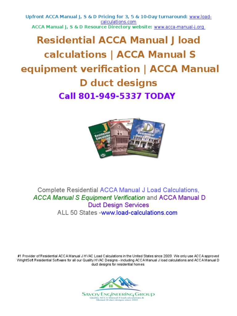 Residential ACCA Manual J Load Calculations - ACCA Manual S Equipment ...