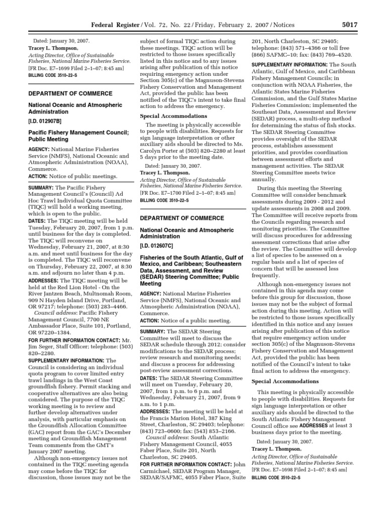 Notice: Grants and Cooperative Agreements Availability, Etc.: Pacific Fishery Management Council ...