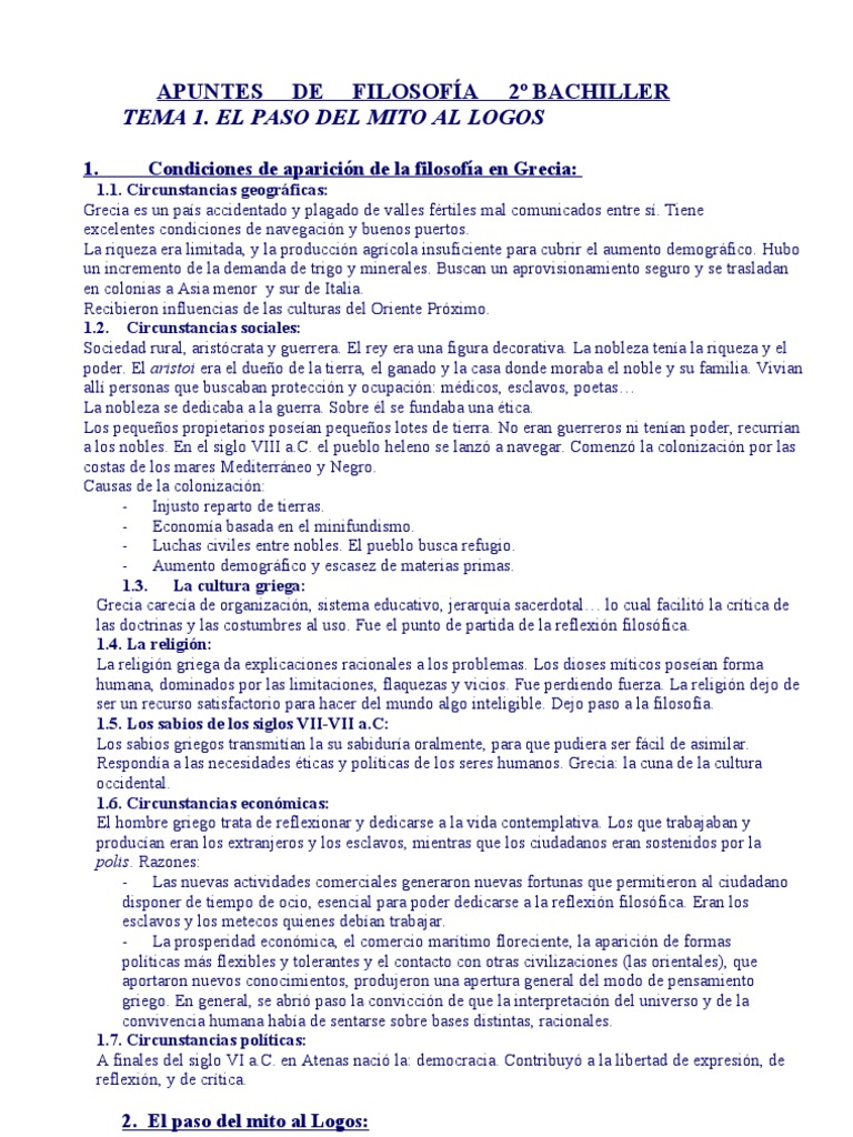 Filosofía Bachiller Tema 1 | PDF | Pitágoras | Conocimiento