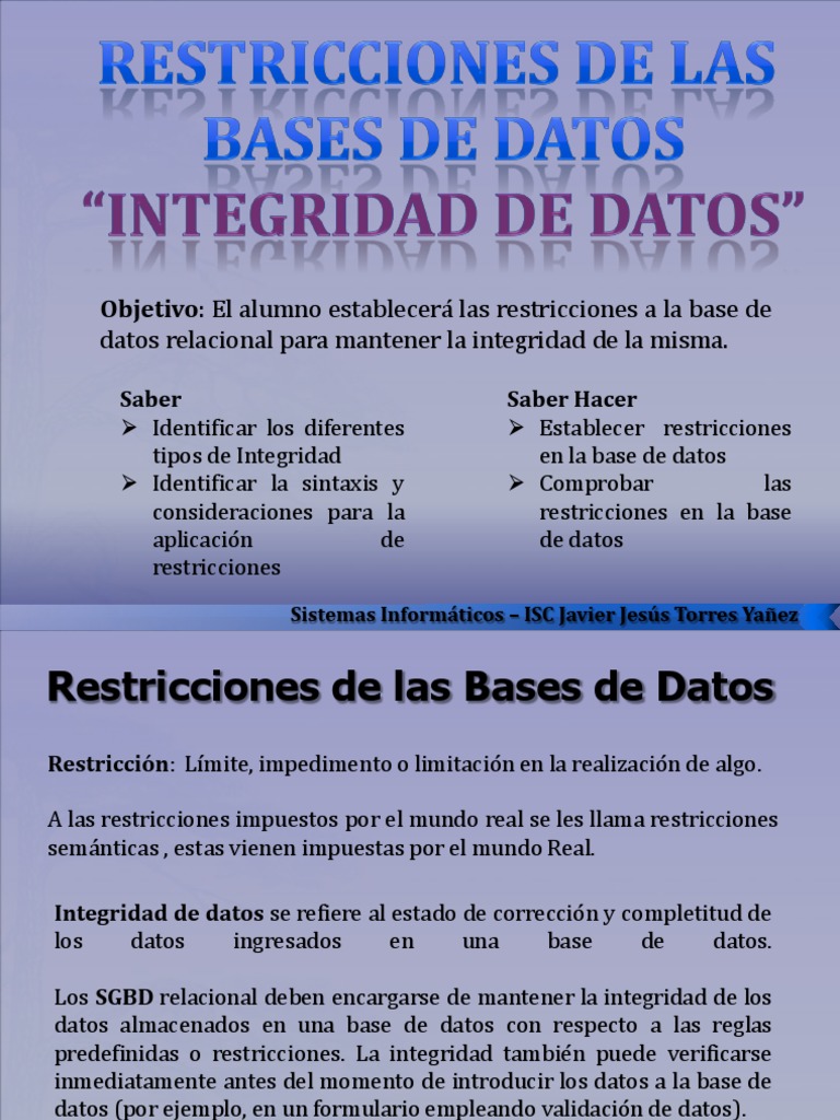 Integridad Datos Material Apoyo 1 | PDF | Base de datos relacional ...