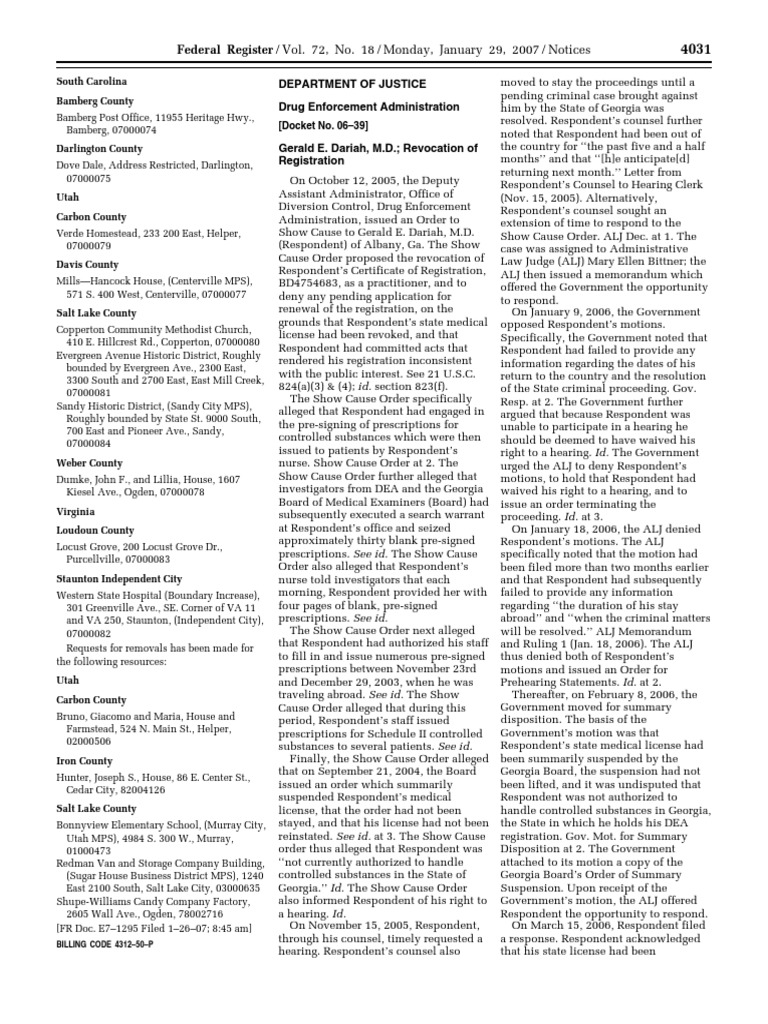 Notice: Registration Revocations, Restrictions, Denials, Reinstatements ...