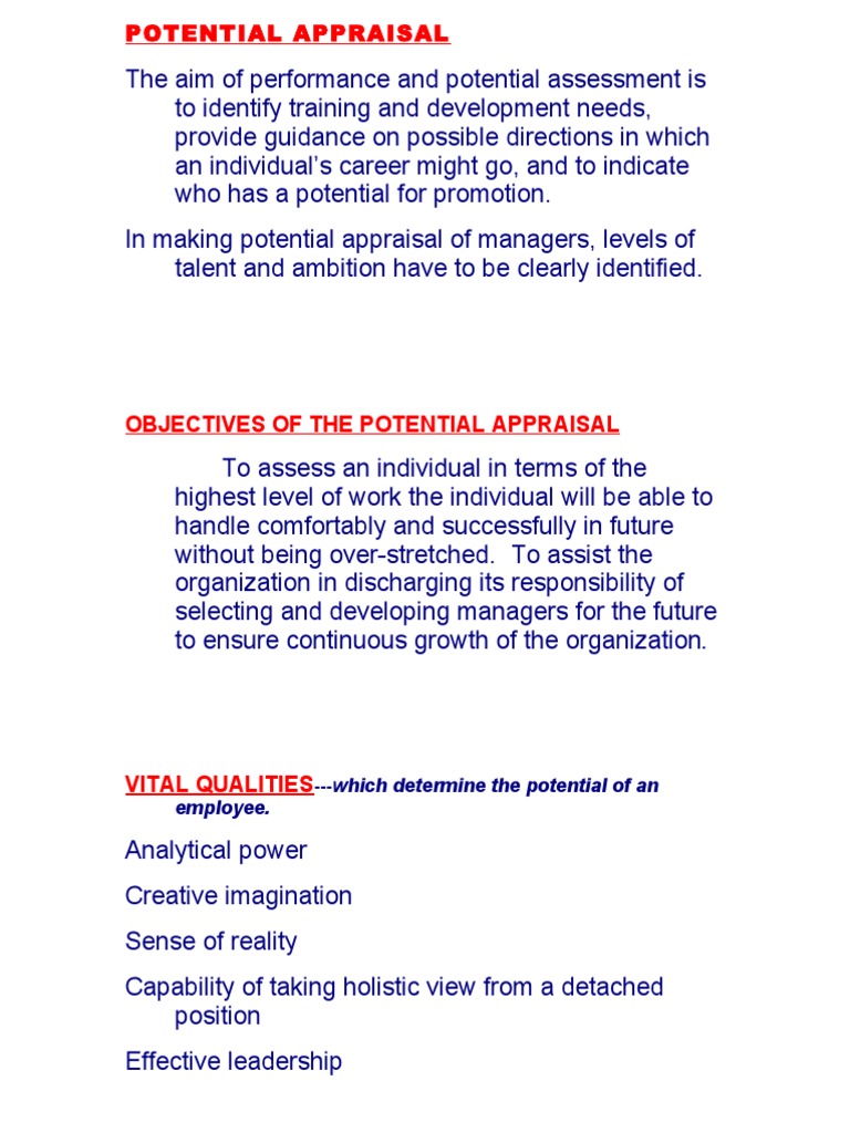 9.potential Appraisal | PDF | Career & Growth