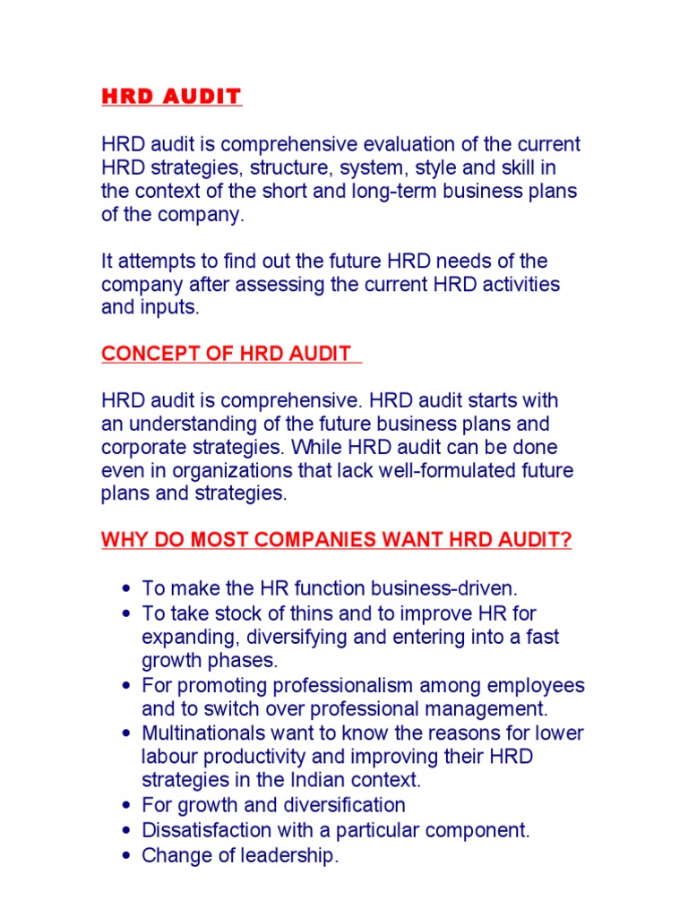 16.Hrd Audit-Basic, Concept and Components | PDF