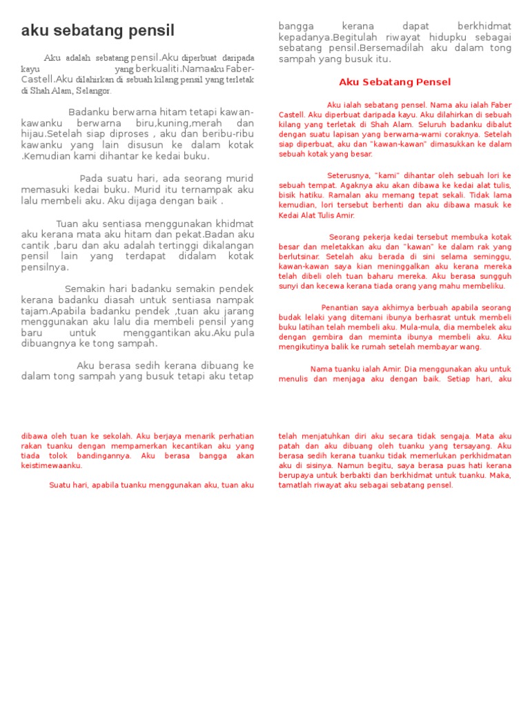 Aku Sebatang Pensil | PDF | Puisi