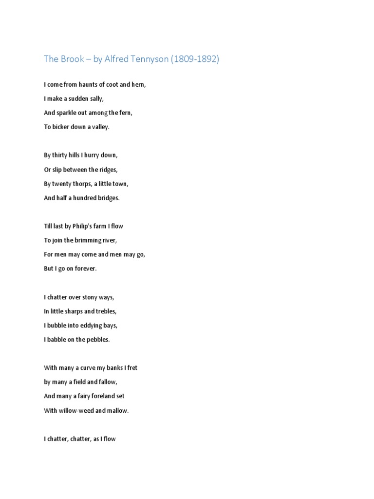 The Brook by Alfred Tennyson | PDF