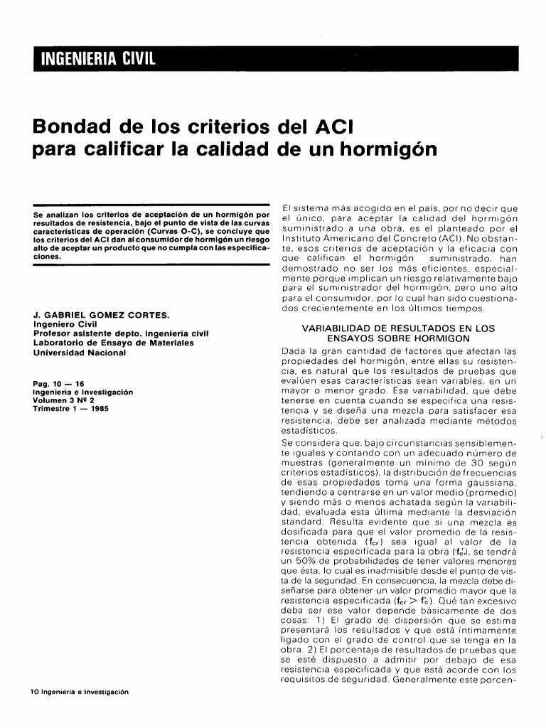 Resumen de ACI 214 | PDF | Hormigón | Probabilidad