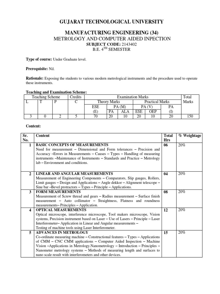 Metrology and Computer Aided Inspection | PDF | Calibration | Metrology