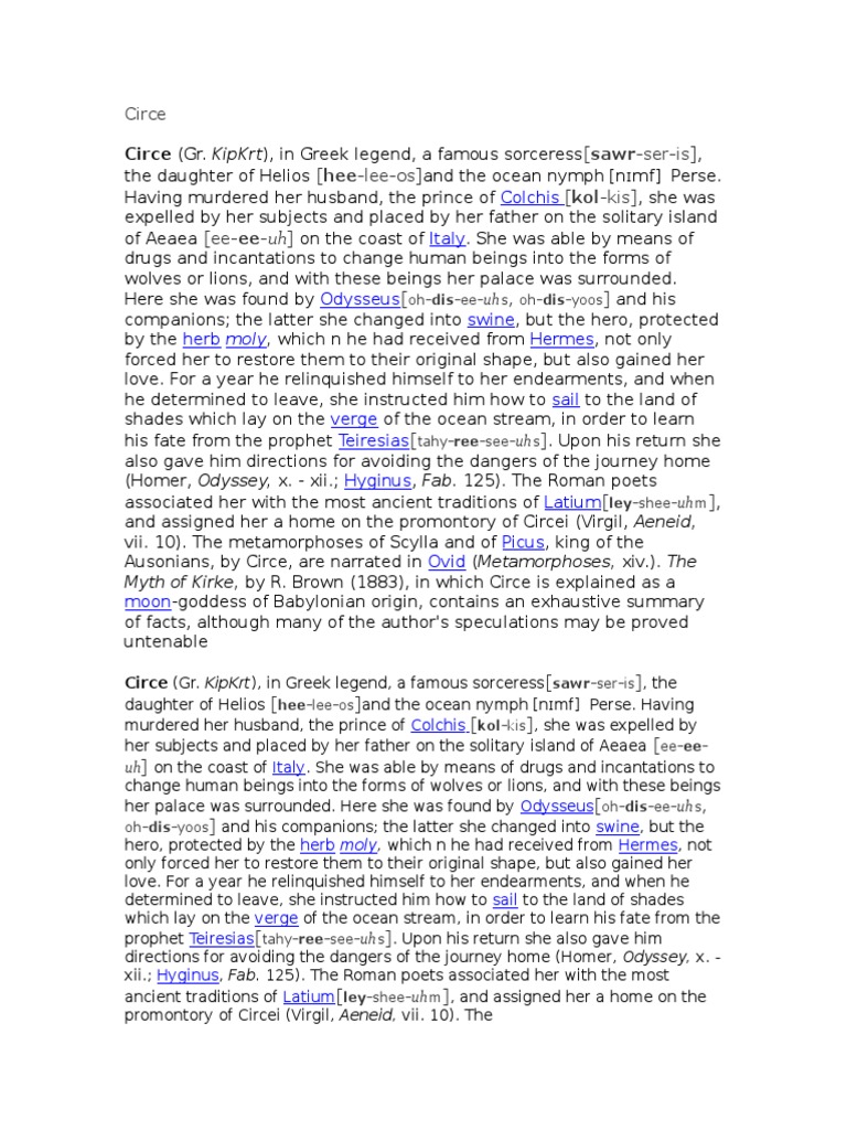 The Enchantress of Aeaea: The Myth of Circe | PDF | European Mythology ...