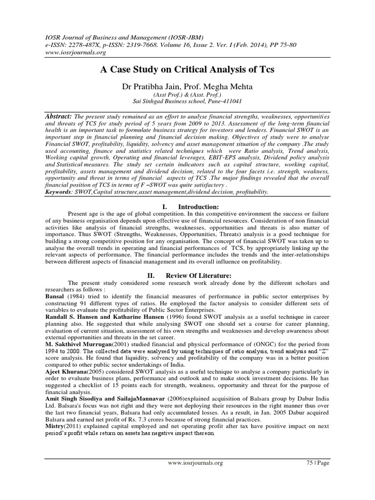 A Case Study On Tcs | PDF | Dividend | Capital Structure