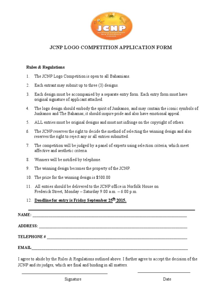 JCNP Logo Competition Entry Form | PDF | Career & Growth | Business