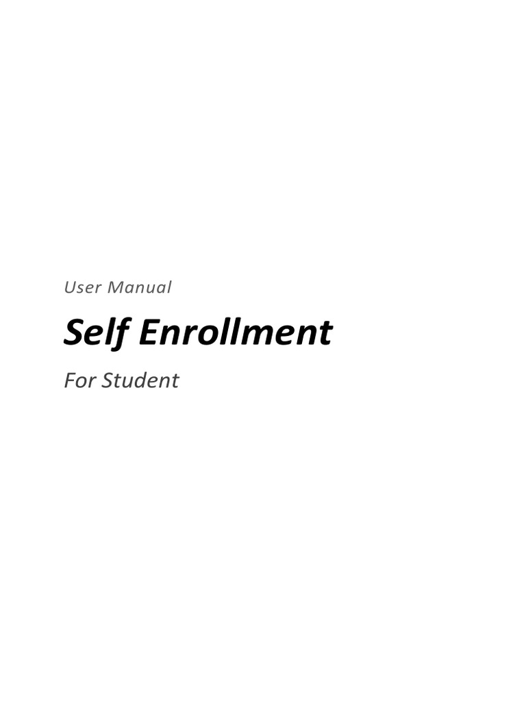 Self Enrollment: For Student | PDF | Password | Authentication