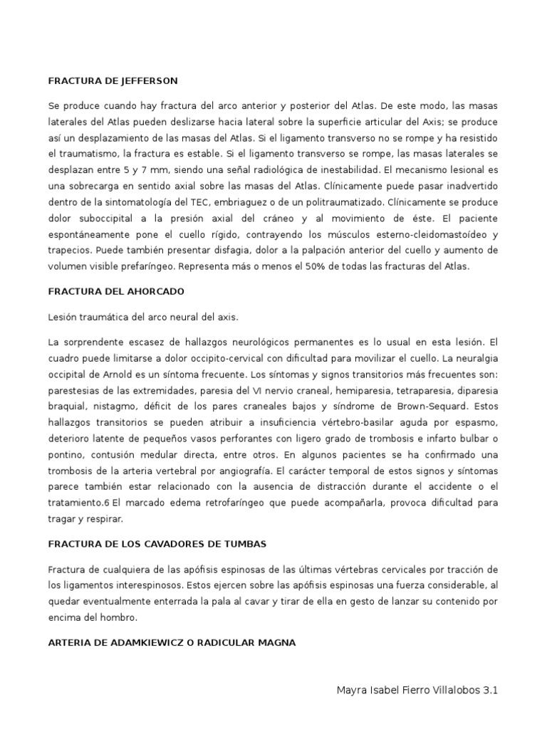 Fractura de Jefferson | PDF | La columna vertebral | Médula espinal