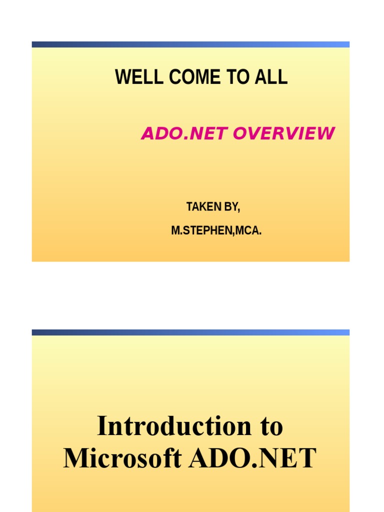 Well Come To All: Taken By, M.Stephen, Mca | PDF | Active X Data Objects | Parameter (Computer ...