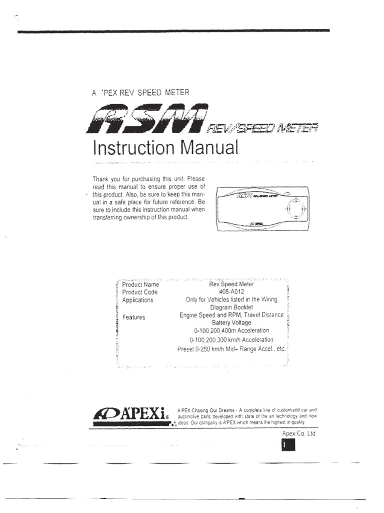 Apex'i RSM Manual | PDF