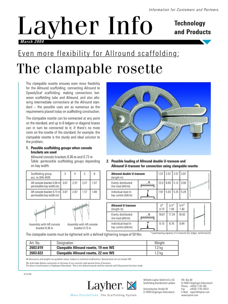 Layher Info Clampable Rosette | PDF | Scaffolding | Economic Sectors