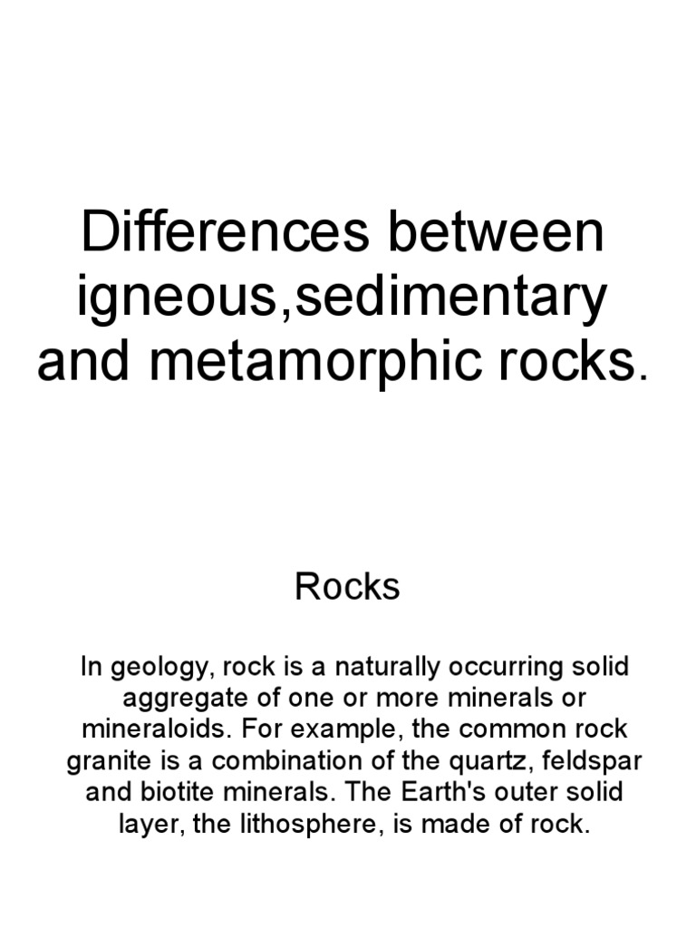 Rock Types: Igneous, Sedimentary, Metamorphic | PDF | Science & Mathematics
