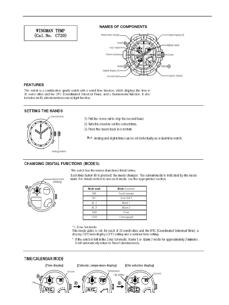 Citizen Promaster Steel Watch Instruction Manual C720 | PDF | Timer | Watch