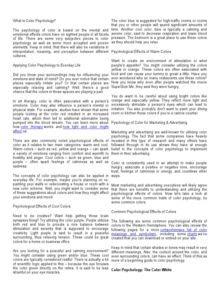 Understanding the Psychological Effects of Color | PDF | Color | Emotions