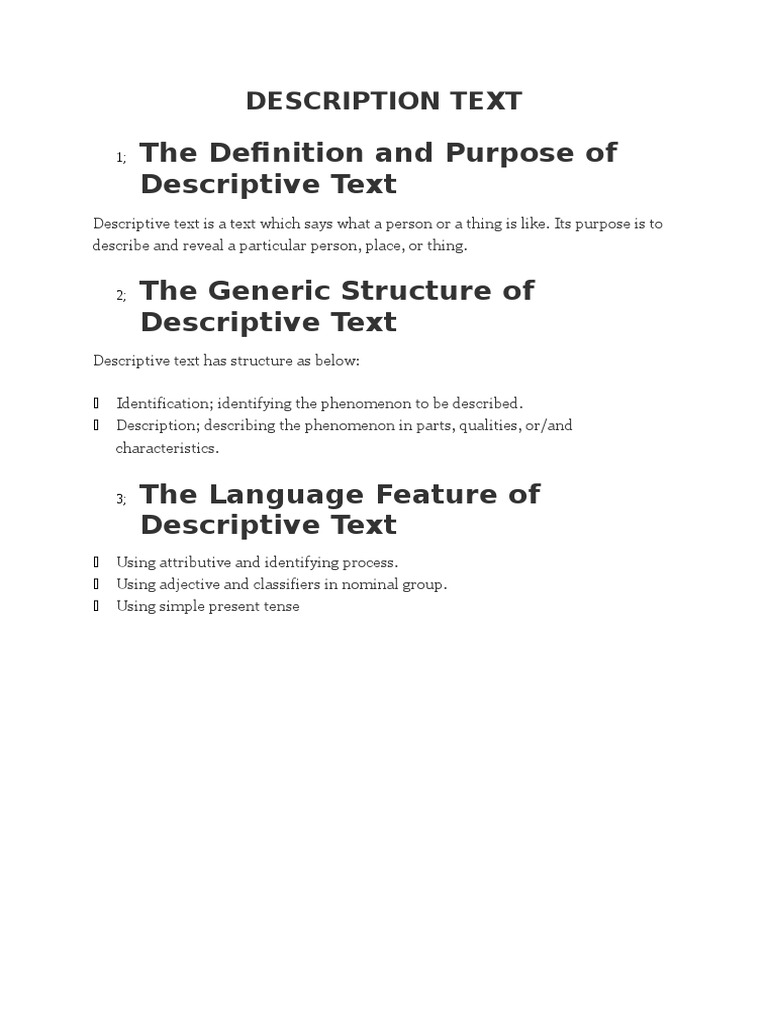 Understanding Descriptive Text | PDF
