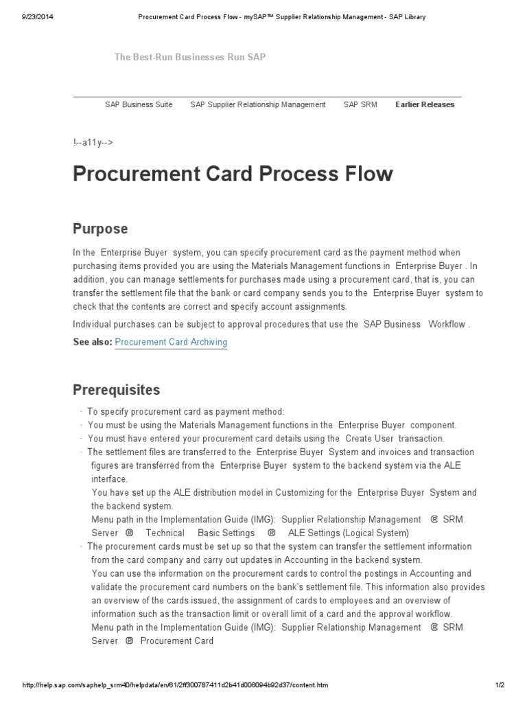 Procurement Card Process Flow - mySAP™ Supplier Relationship Management ...