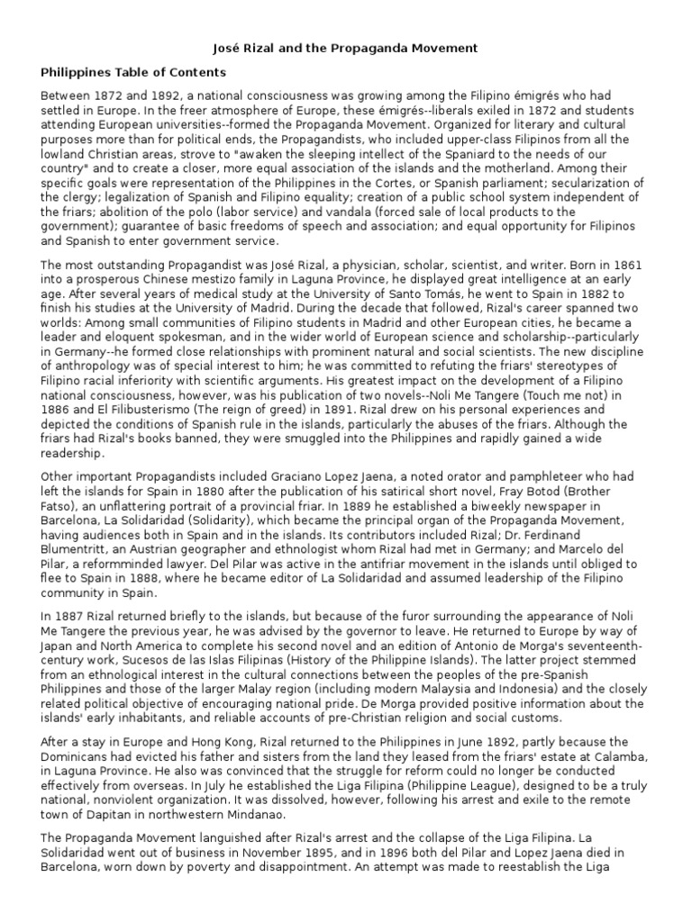 José Rizal and The Propaganda Movement | PDF | Corazon Aquino | Philippines