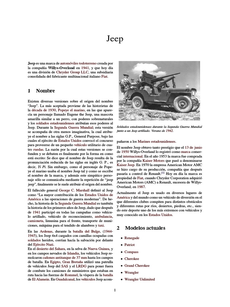 Jeep | PDF | todoterreno | Vehículos terrestres