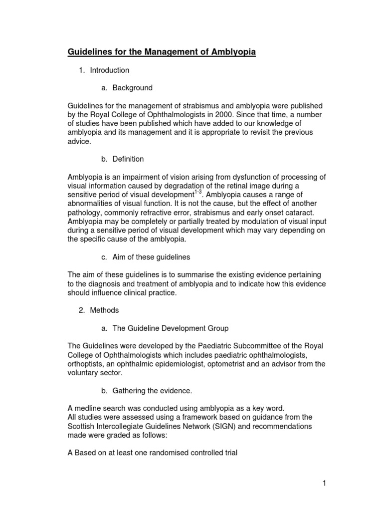 Guidelines For The Management of Amblyopia | PDF | Science & Mathematics