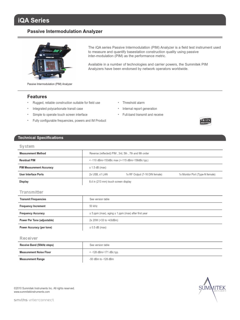 iQA Series Datasheet | PDF | Radio Technology | Electronic Engineering