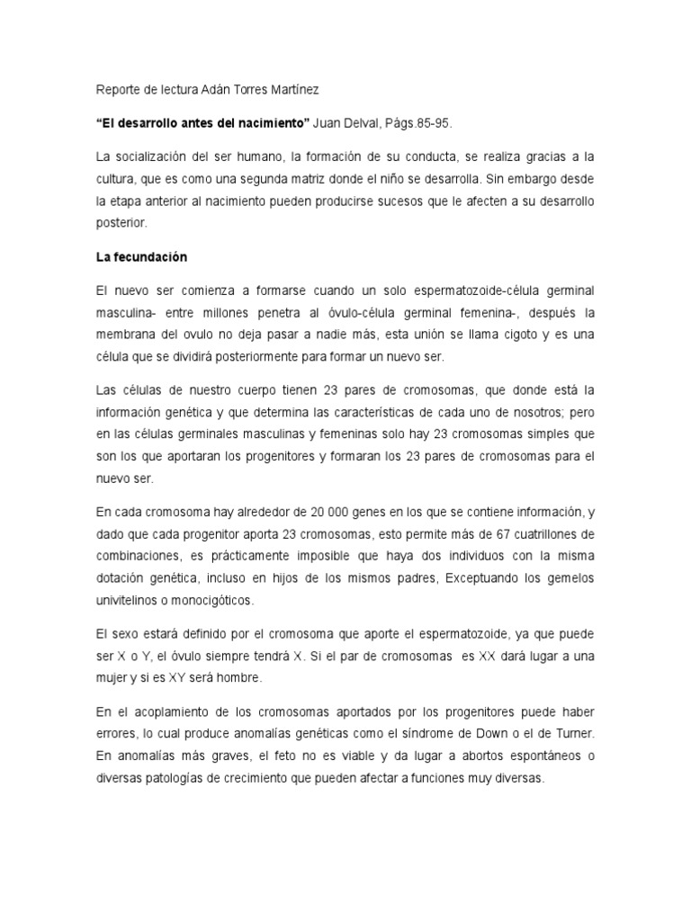 Juan Delval - Desarrollo y Proceso | PDF | Percepción visual | Feto