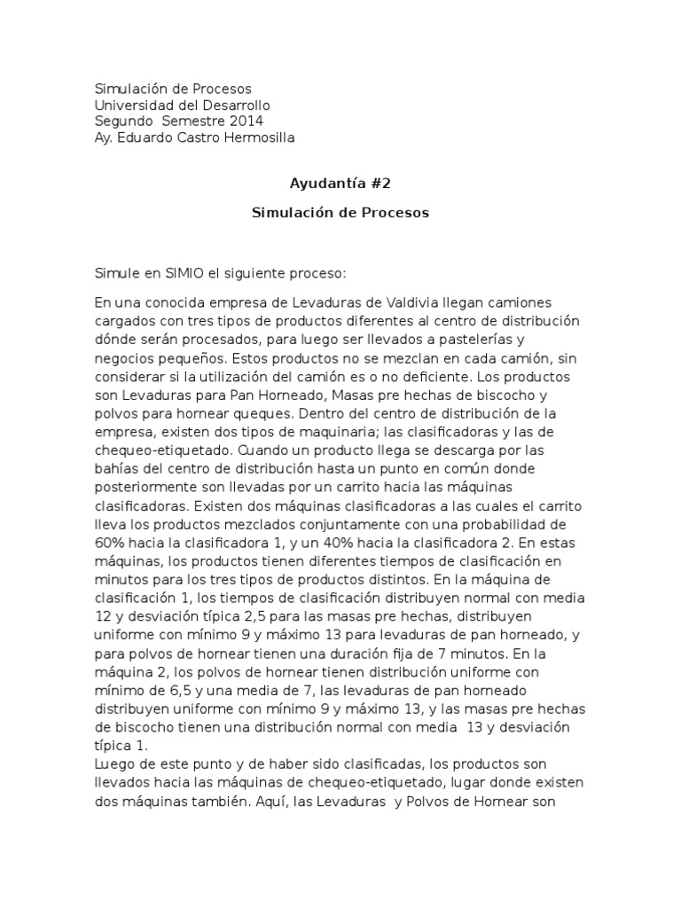 Simulación de Procesos en SIMIO | PDF | Panes | Levadura