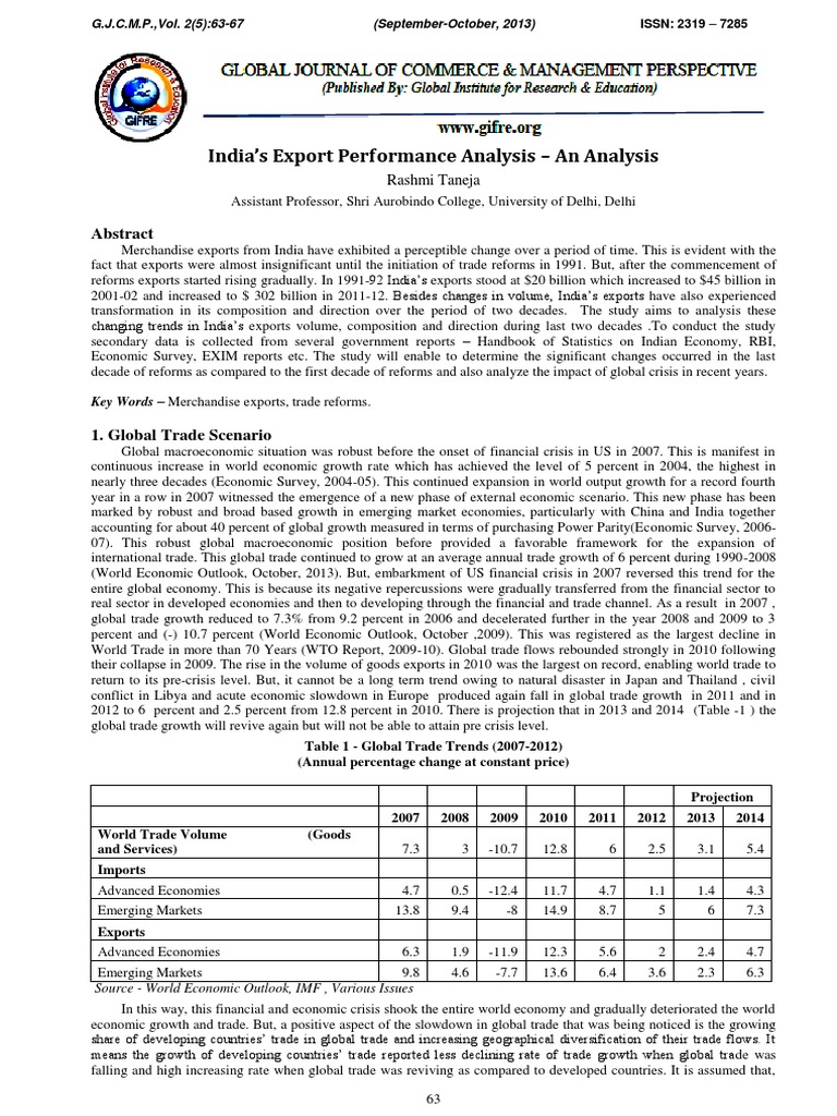 India's Export Performance Analysis | PDF | Economic Growth | Exports