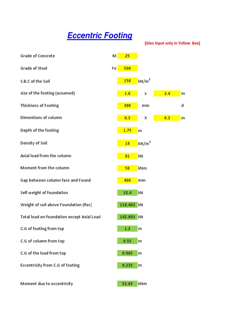Eccentric Footing Design Example | PDF | Column | Shear Stress