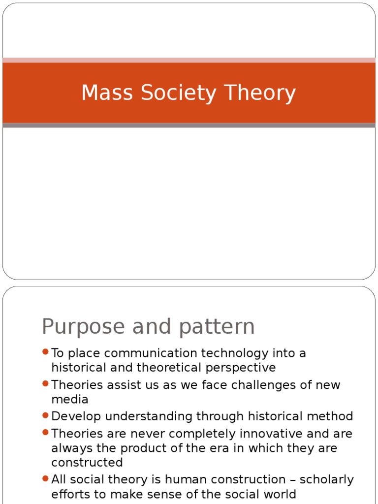 Mass Society Theory | PDF | Mass Media | Social Movements