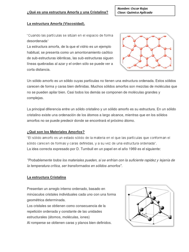 Qué Es Una Estructura Amorfa y Una Cristalina | Sólido amorfo | Cristal