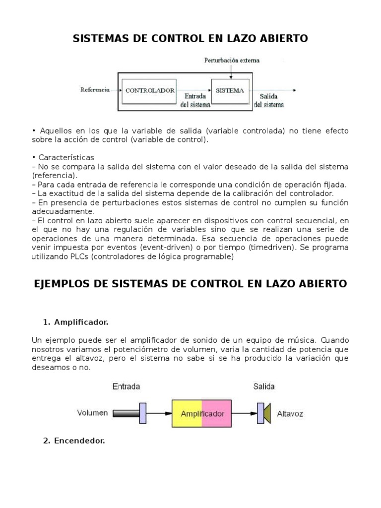 Sistemas de Control - Lazo Abierto - Lazo Cerrado | PDF | Sistema de ...