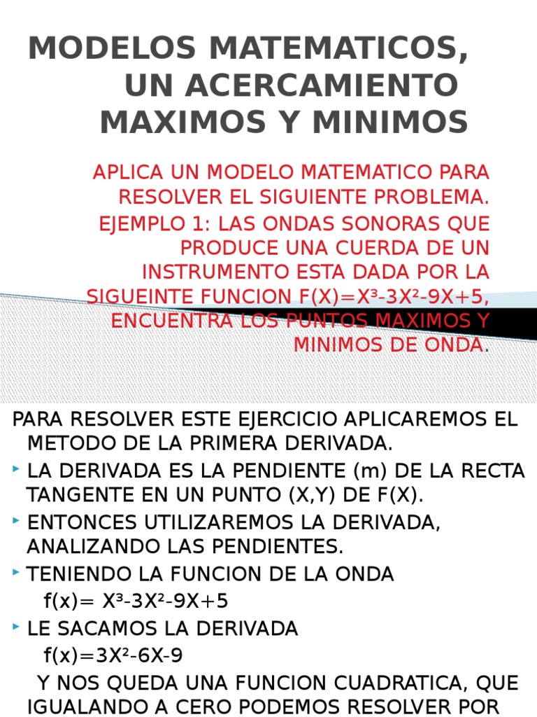 Modelos Matematicos, Un Acercamiento Maximos y Minimos. | PDF
