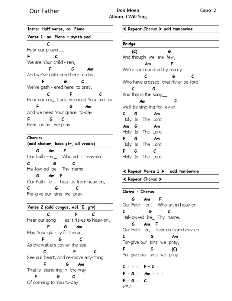 Our Father Lyrics and Chords | PDF