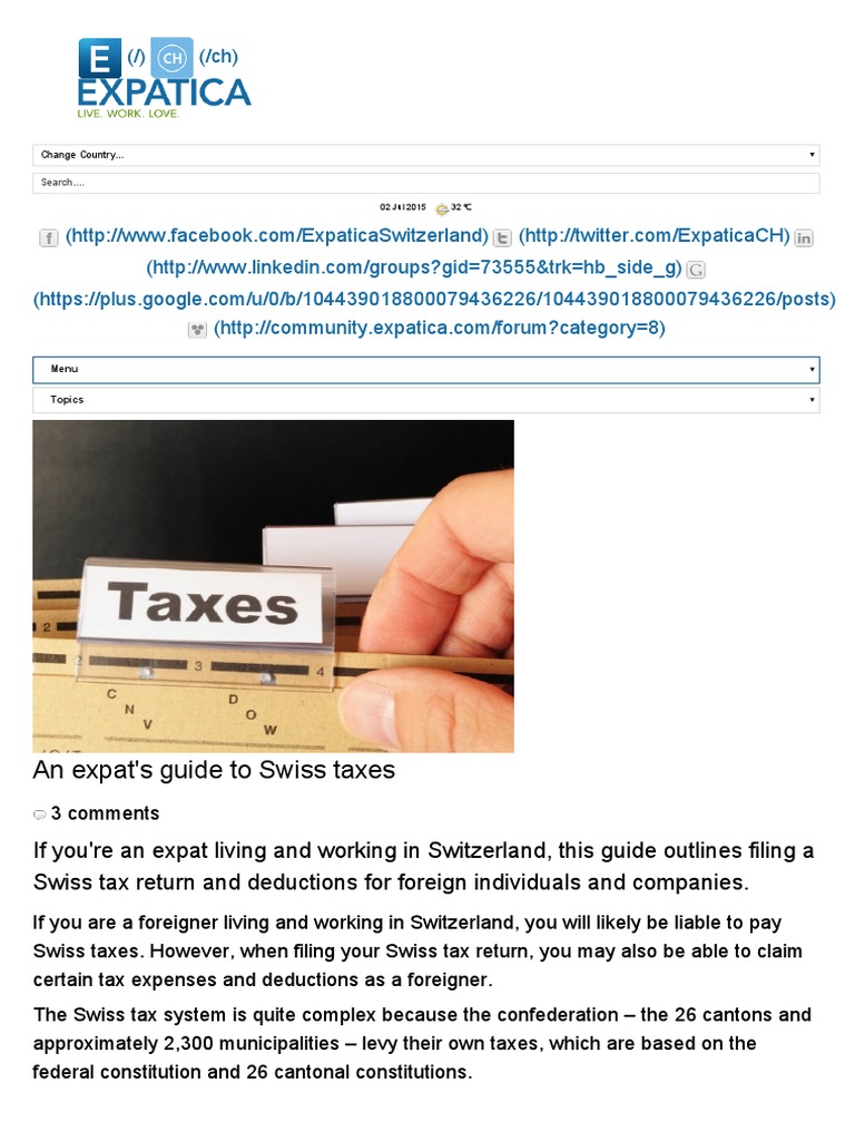 An Expat's Guide to Swiss Taxes - Finance _ Tax _ Expatica Switzerland ...