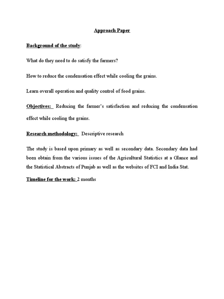 Approach Paper Background of The Study | PDF