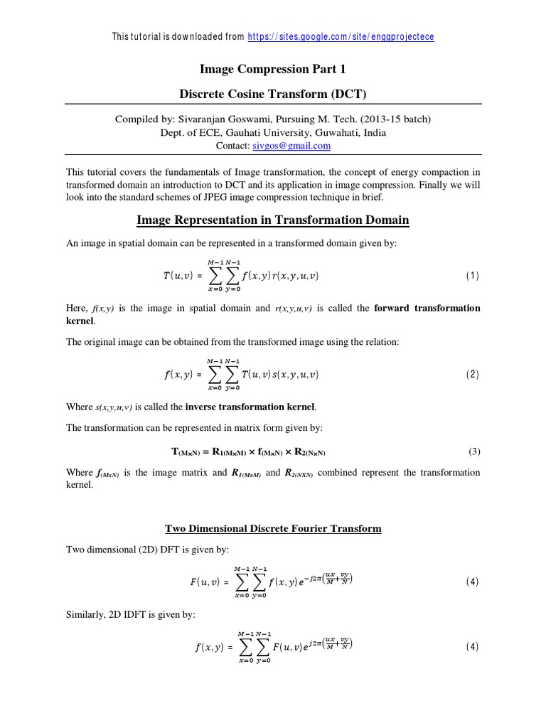Image Compression Using DCT | PDF | Data Compression | Algorithms