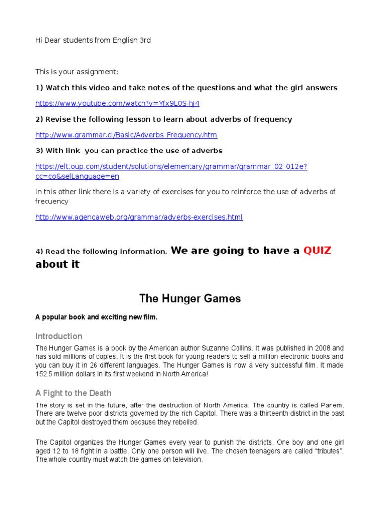 The Hunger Games: We Are Going To Have A About It | PDF | The Hunger ...