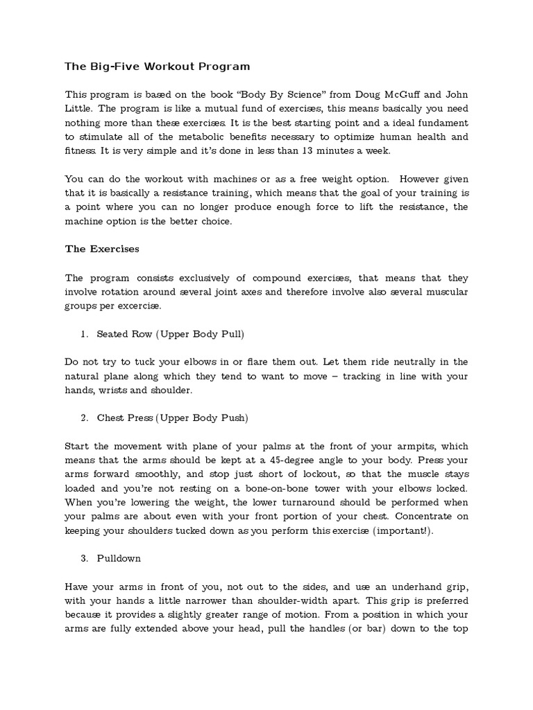 Big-Five Workout Program in 13 Minutes | PDF | Physical Exercise ...