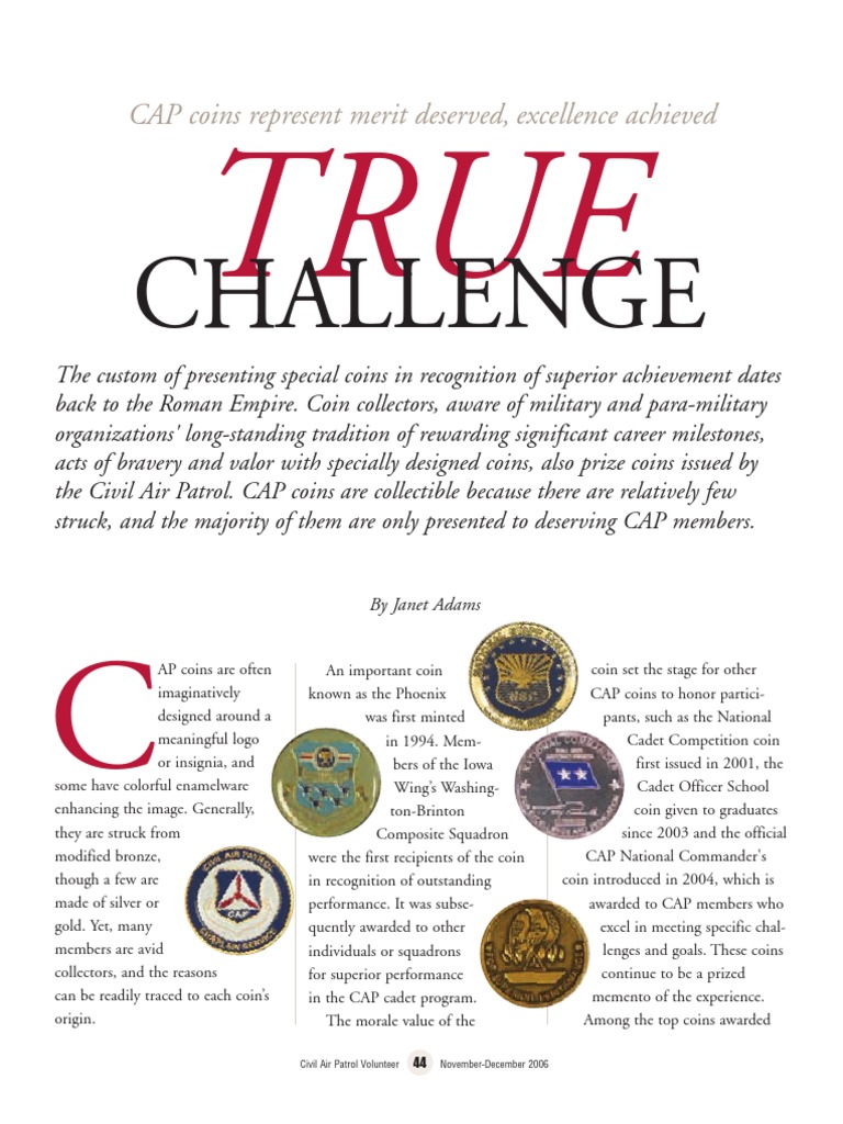 CAP Challenge Coins History | PDF | Civil Air Patrol | Military Aviation