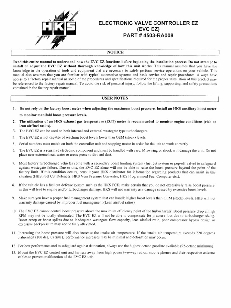HKS Evc Ez | PDF