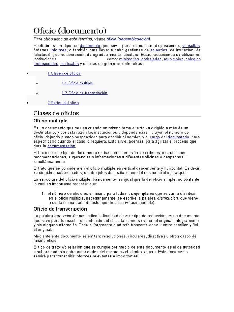 Concepto Del Oficio (documento)
