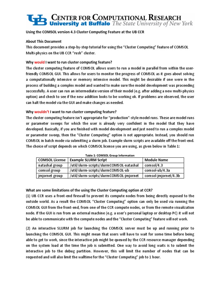 Using COMSOL Cluster Computing at CCR R2 | PDF | Command Line Interface ...