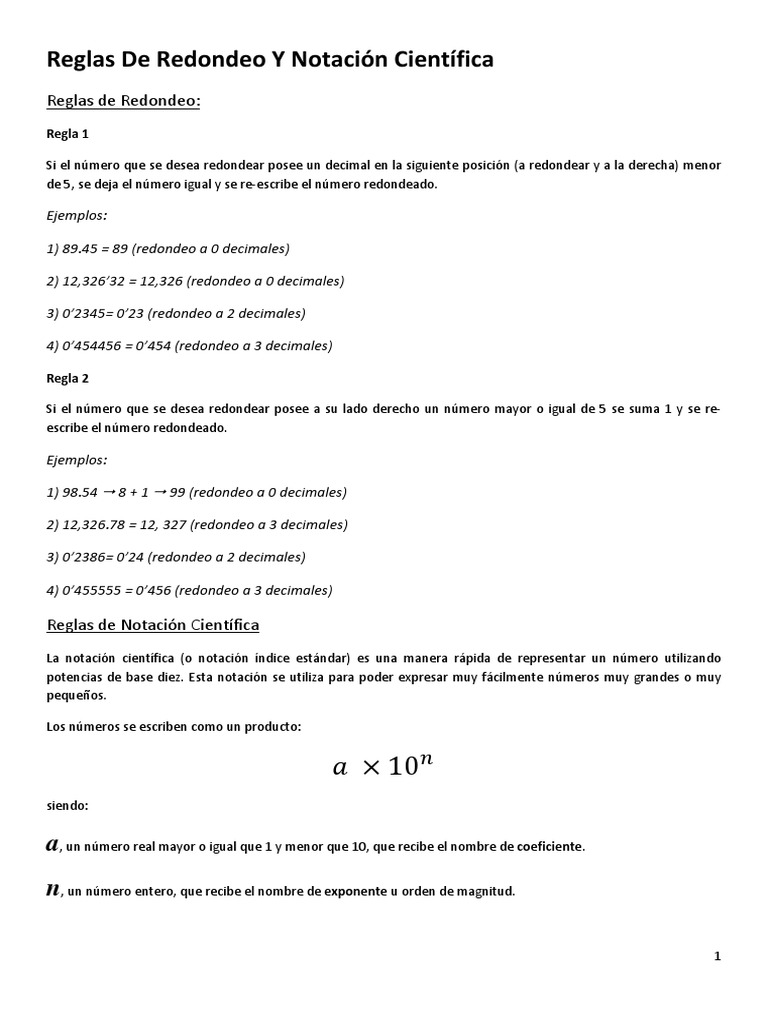 Reglas Notacion Cientifica y Redondeo | PDF | Finanzas y dinero ...